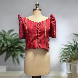 Bolero Handwoven Filipiniana Maria Clara Red Size Medium Inabel Ethnic ...