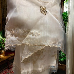 Embroidered Filipiniana Alampay Beige Raised Stitch Floral Shawl Maria ...