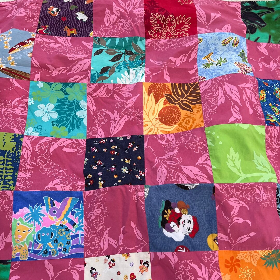 Hawaiian Quilt Blanket Lap Throw Blanket Patchwork Puakenikeni Ilima ...