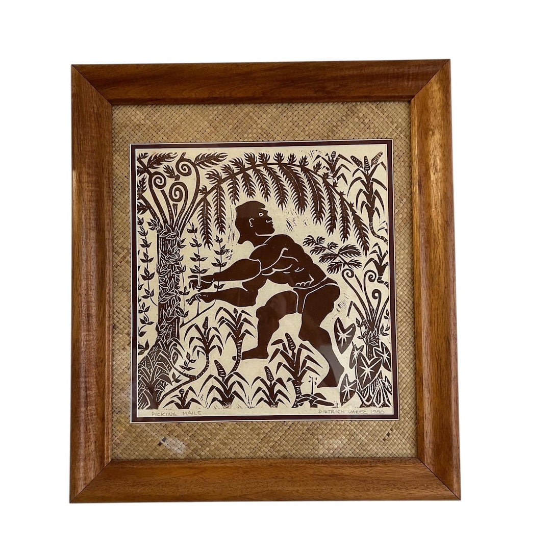 Hawaii Artist Dietrich Varez Picking Maile Lauhala Woodblock Print ...