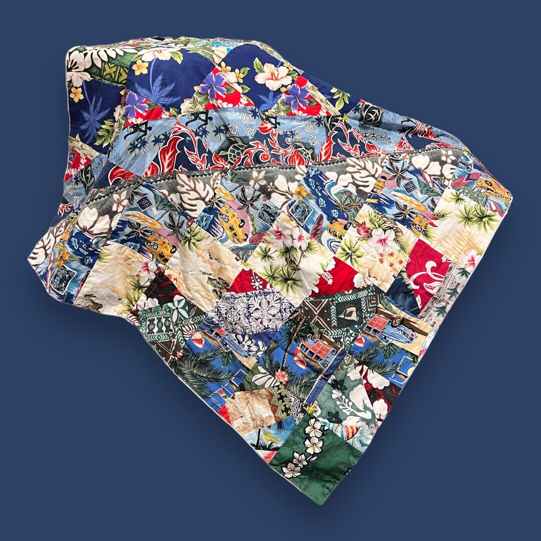 Hawaiian Cotton Patchwork Blanket Floral Multi Patterned Hibiscus ...