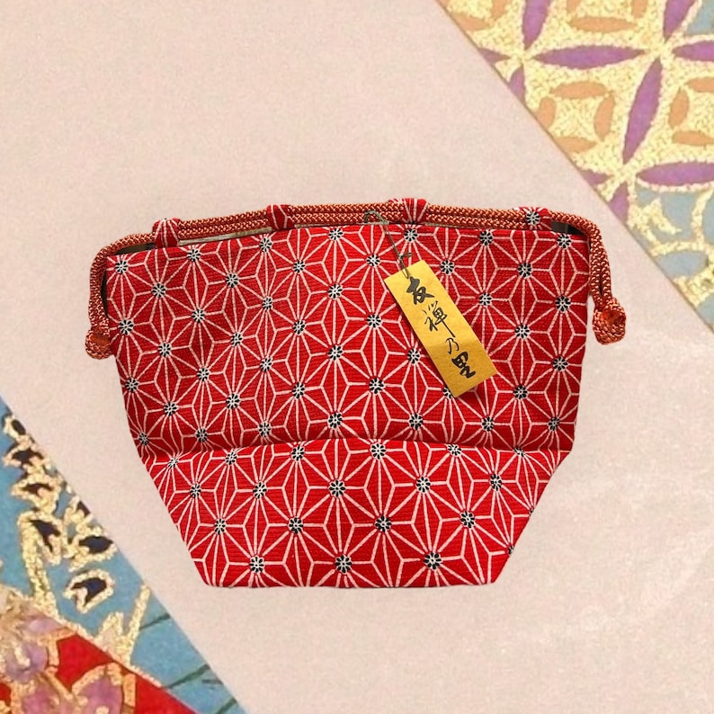 Vintage Japanese Traditional Drawstring Bag Kimono Purse, Cloth Pouch ...
