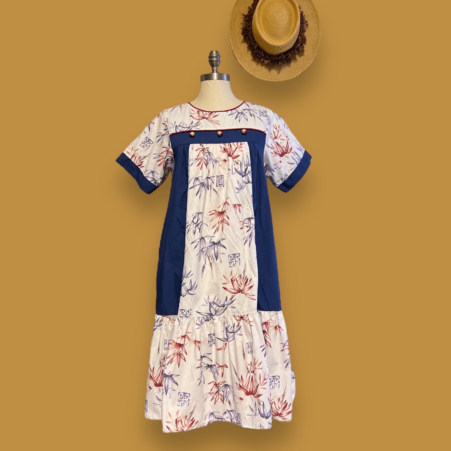 Vintage Hawaiian Shortie Muumuu Dress Bamboo Pattern Rm Malumi Hawaii ...