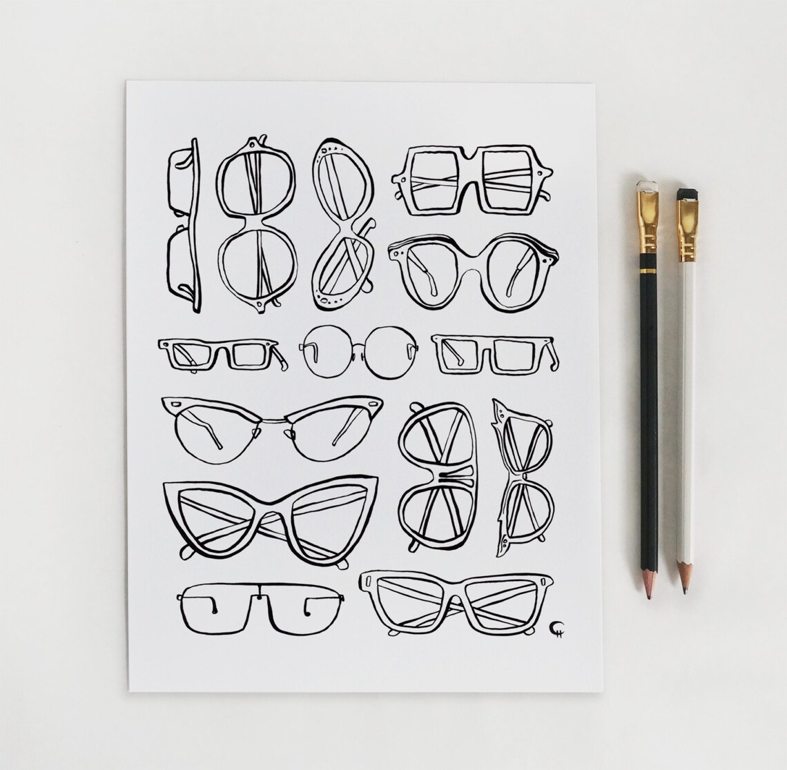 Glasses Print, Glasses Illustration, Eye Glasses Print, Minimalist ...