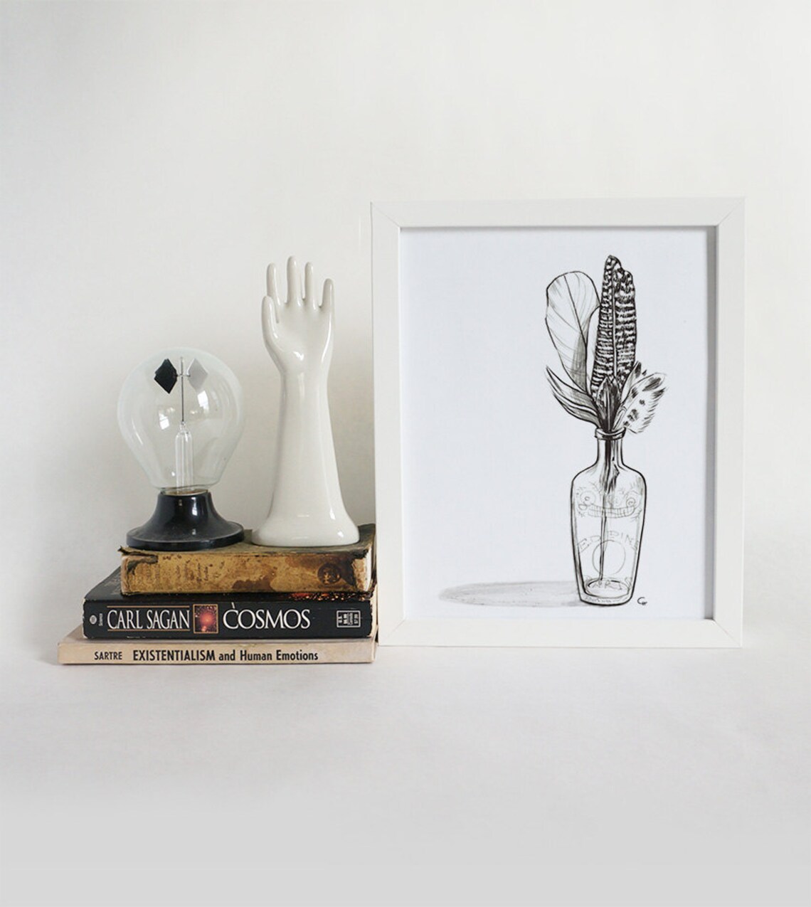 Feather Ink Drawing Art Print Nature Print Feathers Home - Etsy