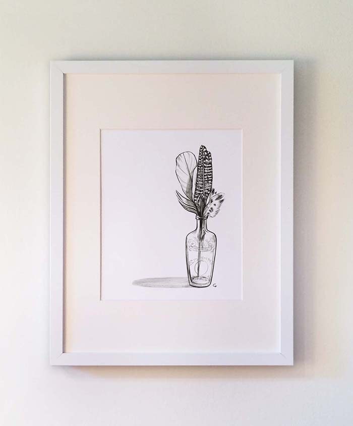 Feather Ink Drawing Art Print Nature Print Feathers Home - Etsy