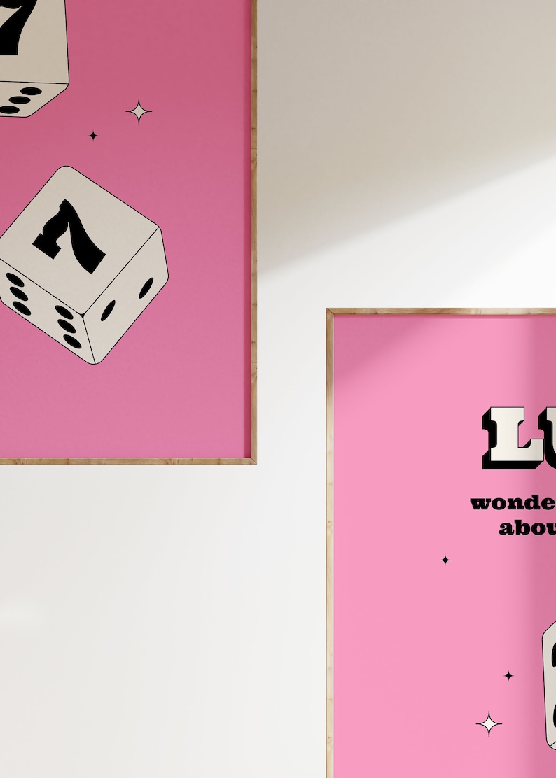 777 Angel Number Luck | Trendy Dorm Poster | Pink Dice Spiritual Cute ...