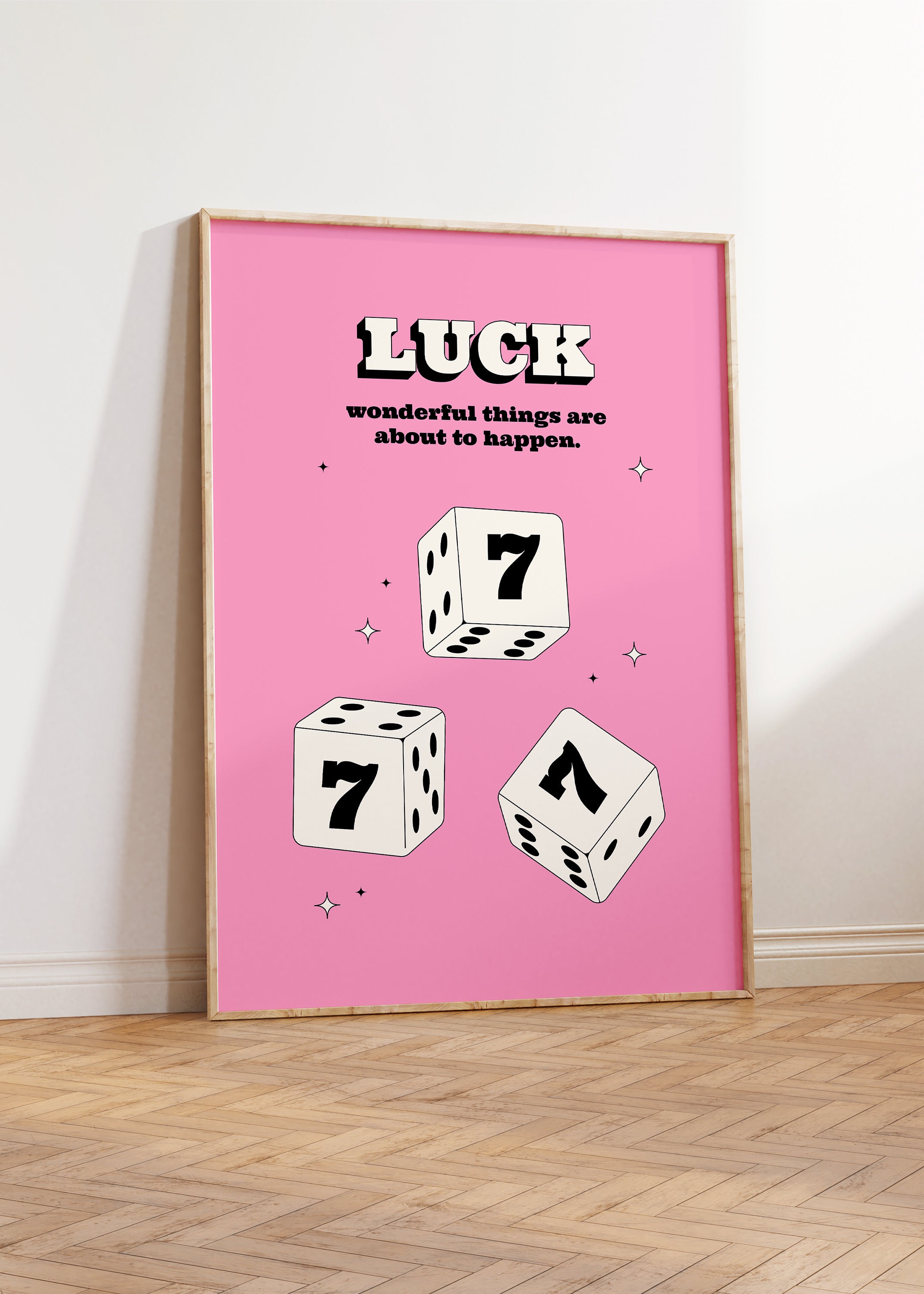 777 Angel Number Luck | Trendy Dorm Poster | Pink Dice Spiritual Cute ...