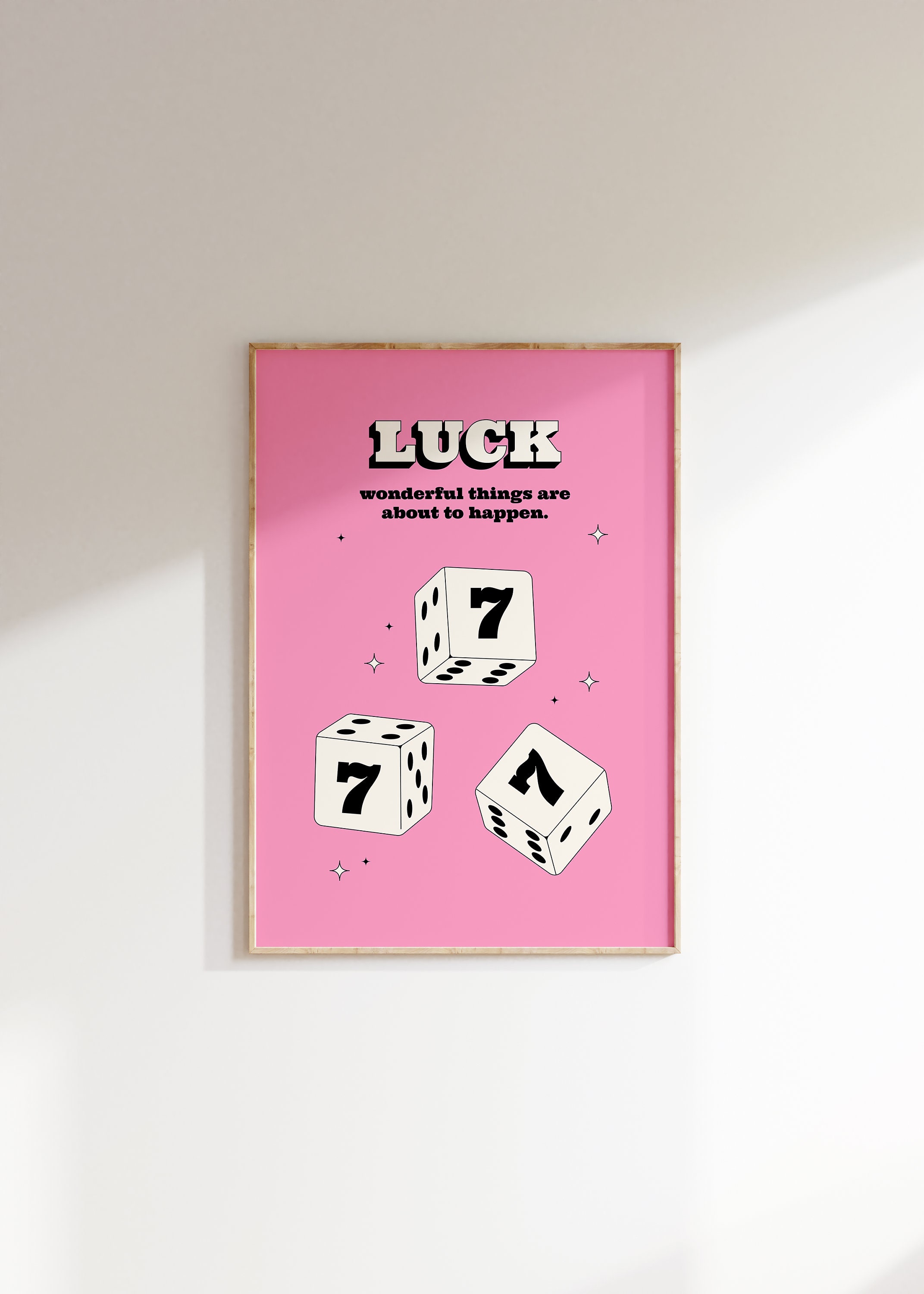 777 Angel Number Luck | Trendy Dorm Poster | Pink Dice Spiritual Cute ...