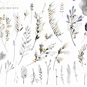 Vague Christmas / Watercolor & Ink Illustrations Set - Etsy