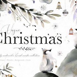 Vague Christmas / Watercolor & Ink Illustrations Set - Etsy