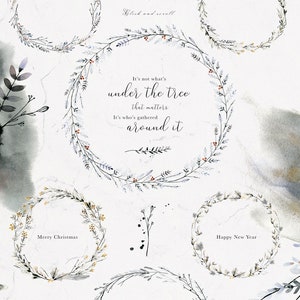 Vague Christmas / Watercolor & Ink Illustrations Set - Etsy