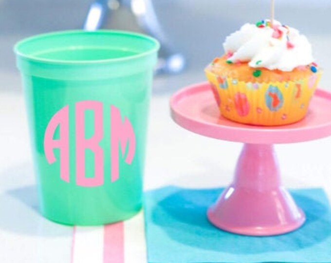 Monogram Cups Monogrammed Plastic Cups Reusable Plastic | Etsy
