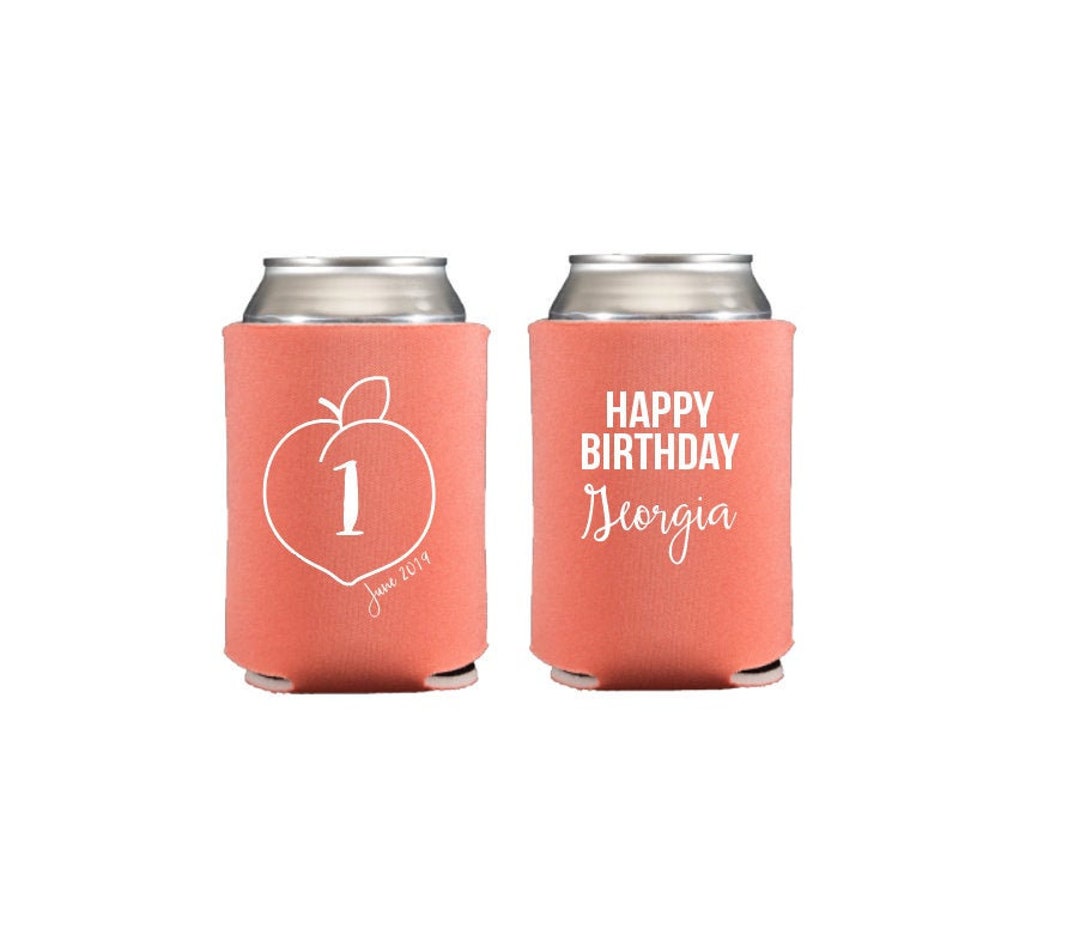 Peach Birthday Can Coolers, Peach Birthday Party Favor, Peach Birthday ...