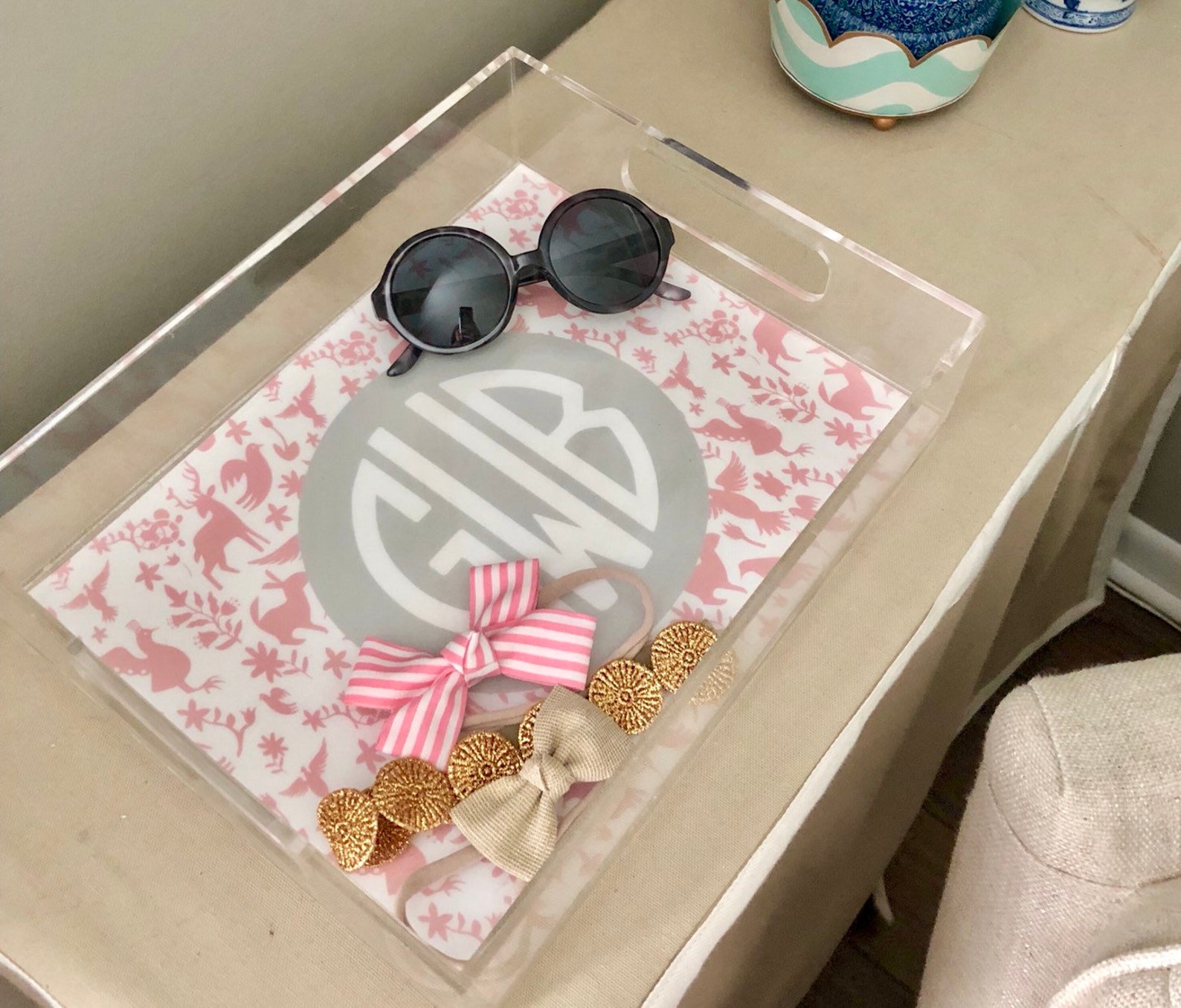 Monogram Tray Otomi Tray Acrylic Tray Nursery Decor Tray | Etsy