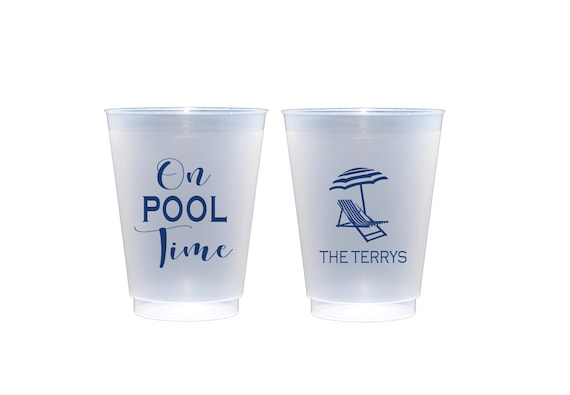 On Pool Time Pool Cups Pool Party Cups Personalized Cups - Etsy