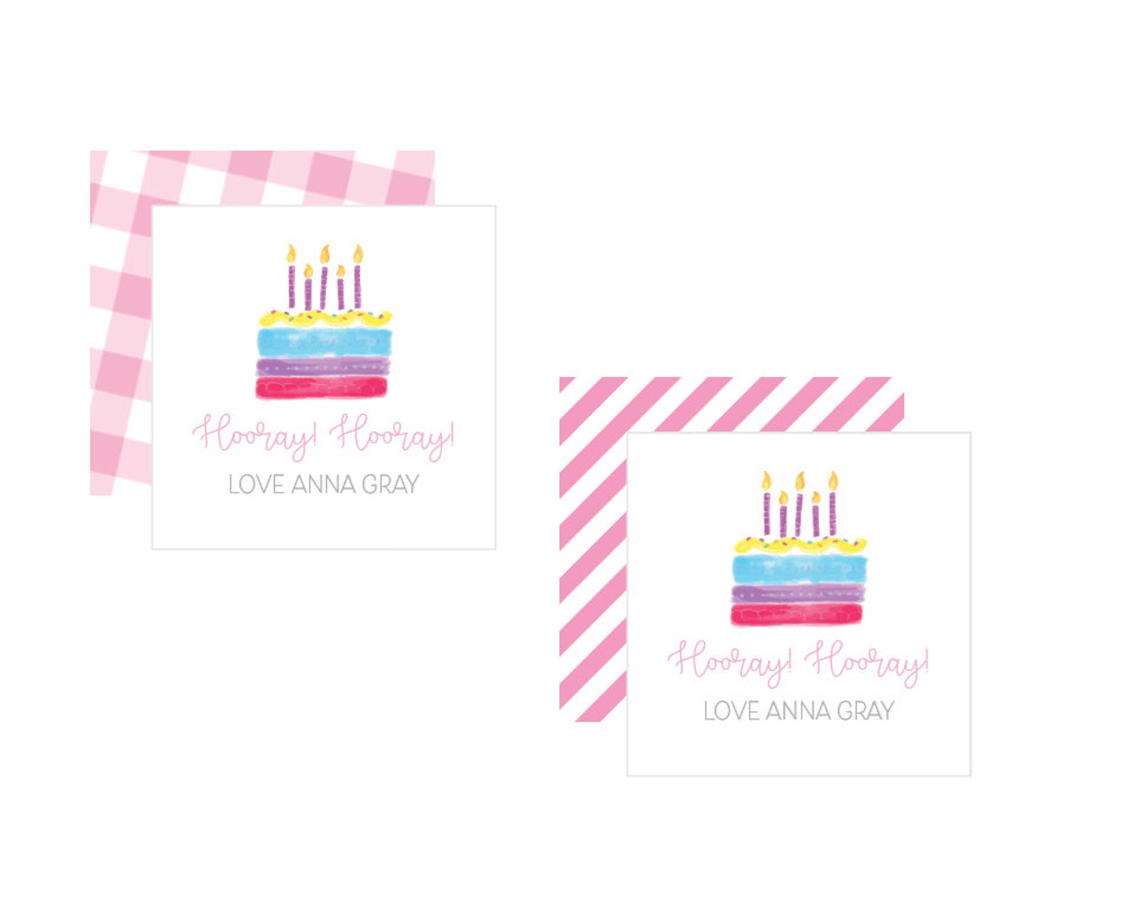 Gingham gift tags Personalized enclosure cards Pink gingham | Etsy