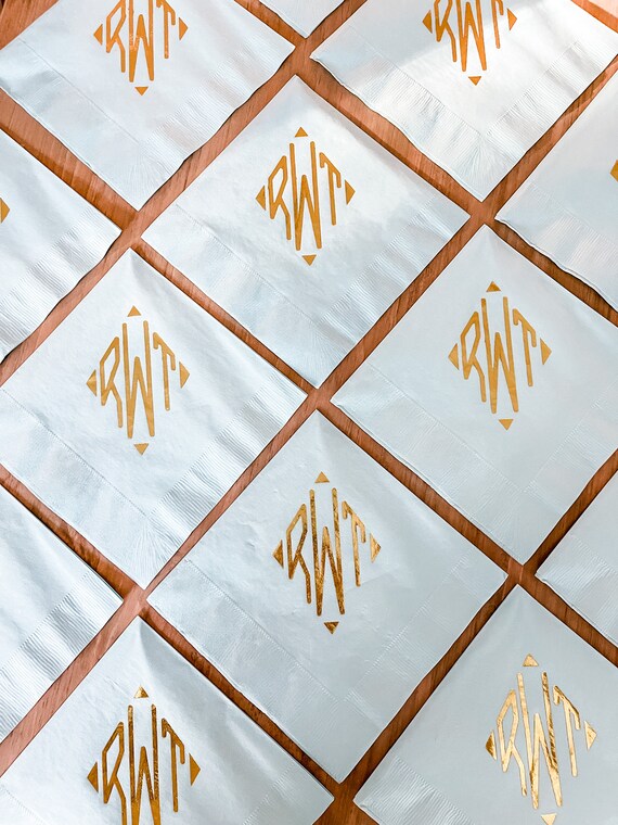 Personalized Paper Napkins Diamond Monogram Napkins Wedding - Etsy