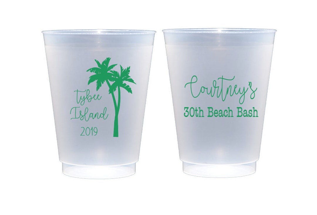 Beach Birthday Cups, Beach Birthday Bash, 30th Birthday Cups, Beach ...