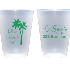 Beach Birthday Cups, Beach Birthday Bash, 30th Birthday Cups, Beach ...