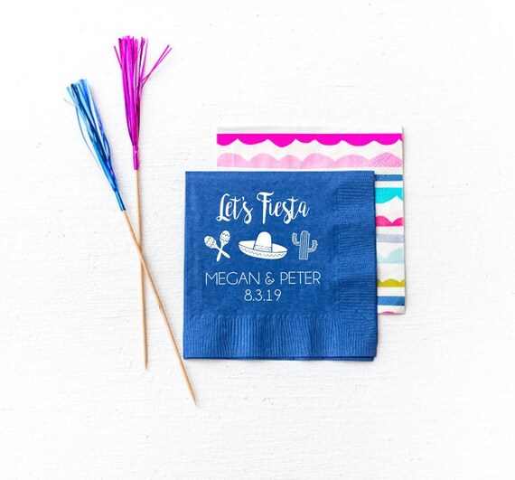 Lets Fiesta Napkins Fiesta Shower Napkins Personalized | Etsy