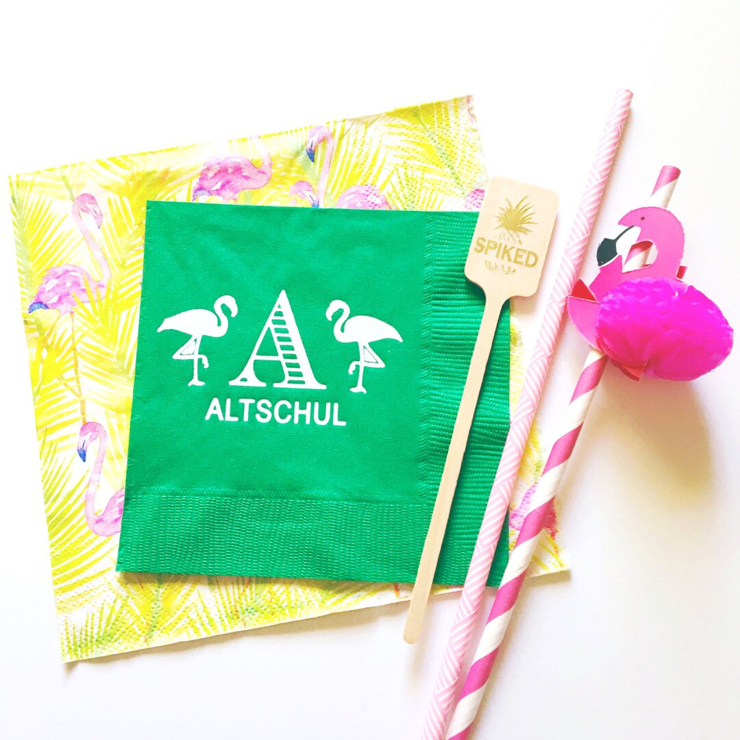 Personalized Napkins, Flamingo Napkins, Monogrammed Shatterproof, Pool ...