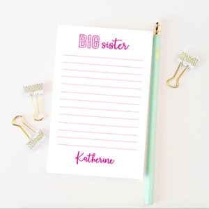 Big Sister Gift Idea, Big Sister Notepad, Big Sister Stationery, Kids ...