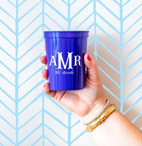 Monogrammed Cups Fishtail Monogram Monogrammed Plastic Cups | Etsy