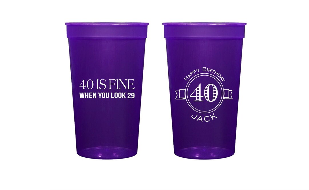 40th Birthday Cups, Guys Birthday Cups, Personalized Plastic Cups, 40is ...