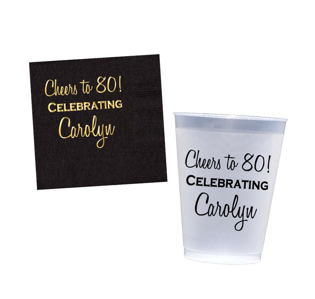 80th Birthday Party Cups, Personalized Plastic Cup, Birthday Party ...