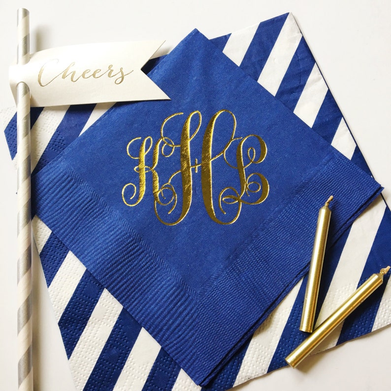 Script Monogram Cocktail Napkins Reception Napkins Wedding - Etsy