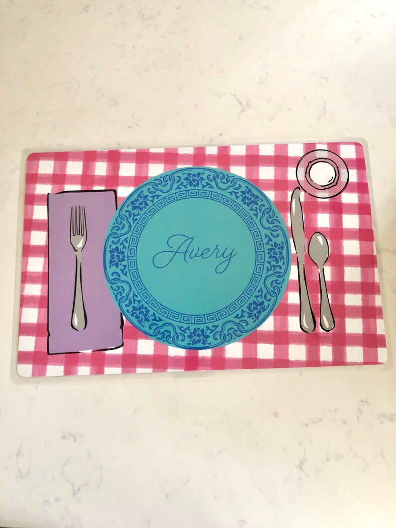 Personalized placemat Kids Personalized Placemat Gingham | Etsy