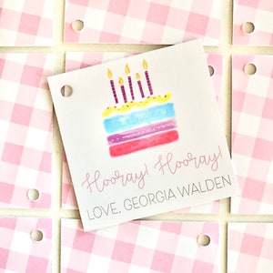 Gingham Gift Tags, Personalized Enclosure Cards, Pink Gingham ...