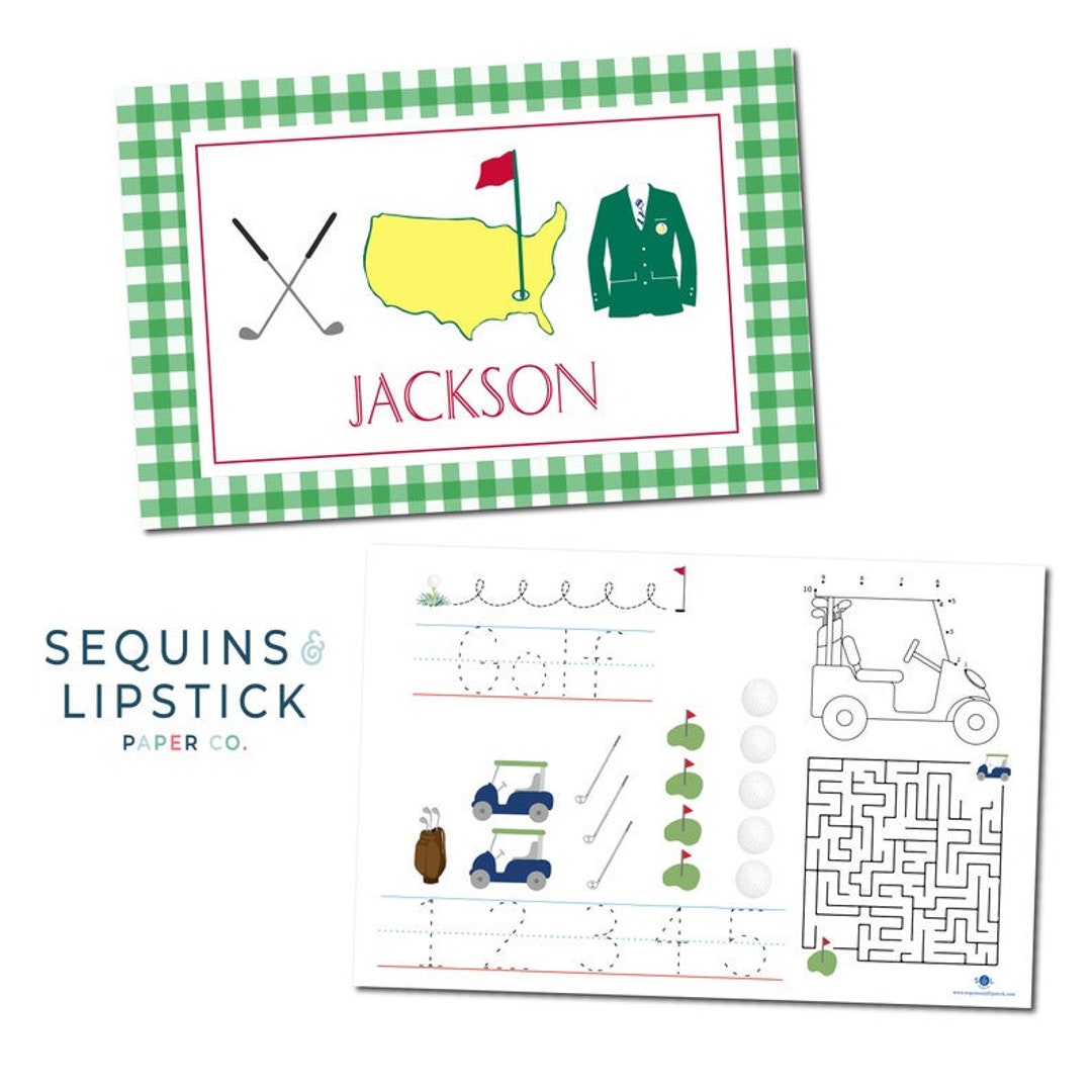 Golf Placemat, Kid Placemat, Personalized Golf Placemat, Personalized ...