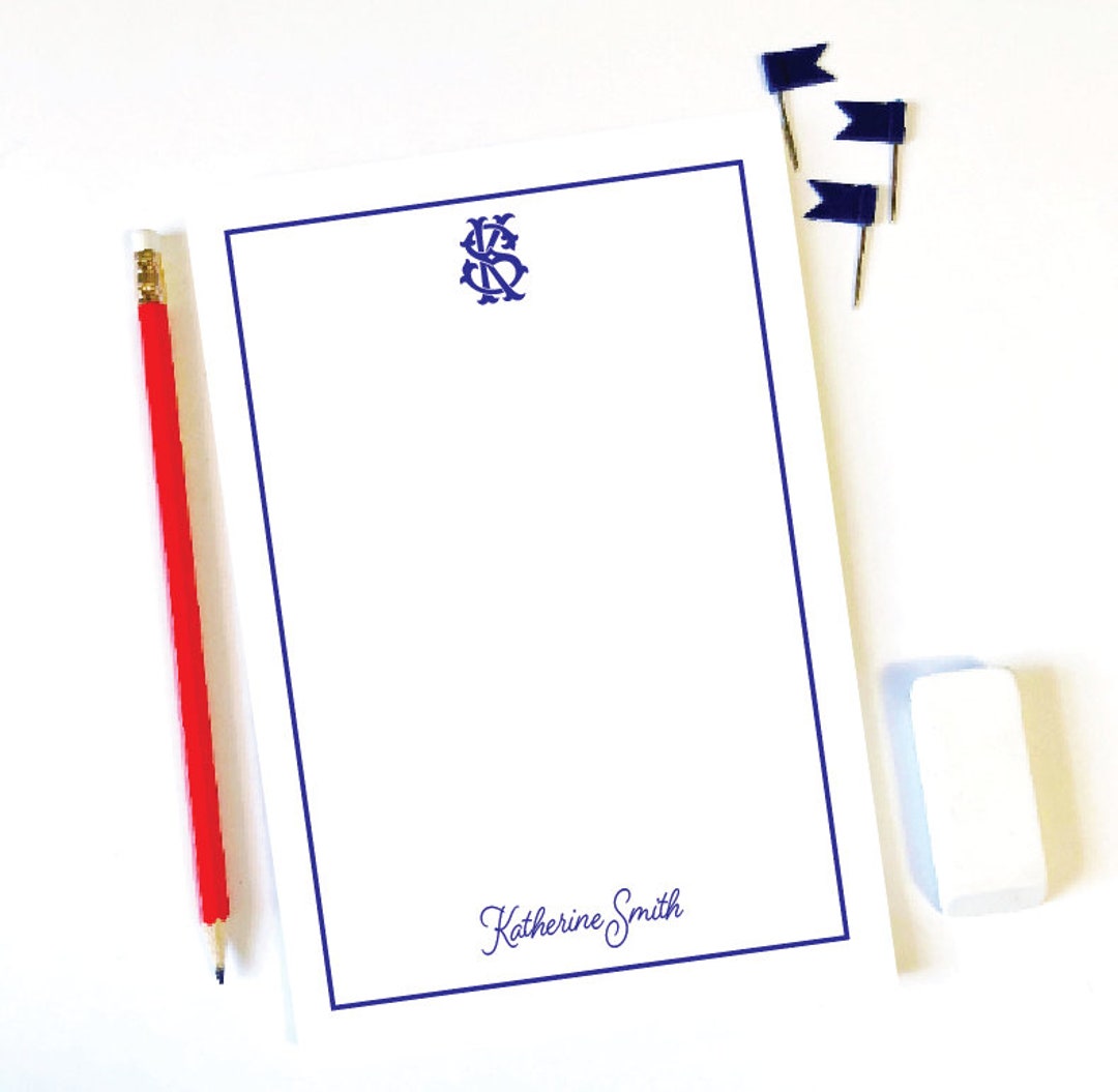 Monogrammed Notepad, Personalized Notepad, Vintage Monogram, Custom ...