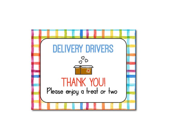Delivery driver sign download Delivery driver thank you sign | Etsy