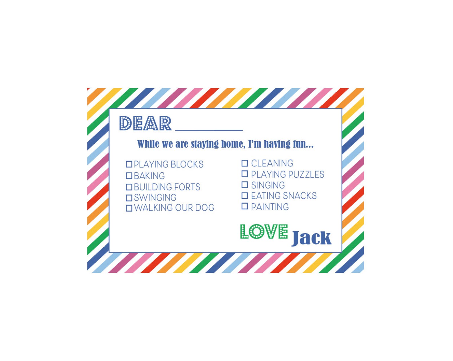 Social Distancing Cards Quarantine Cards Kids Fill in the | Etsy