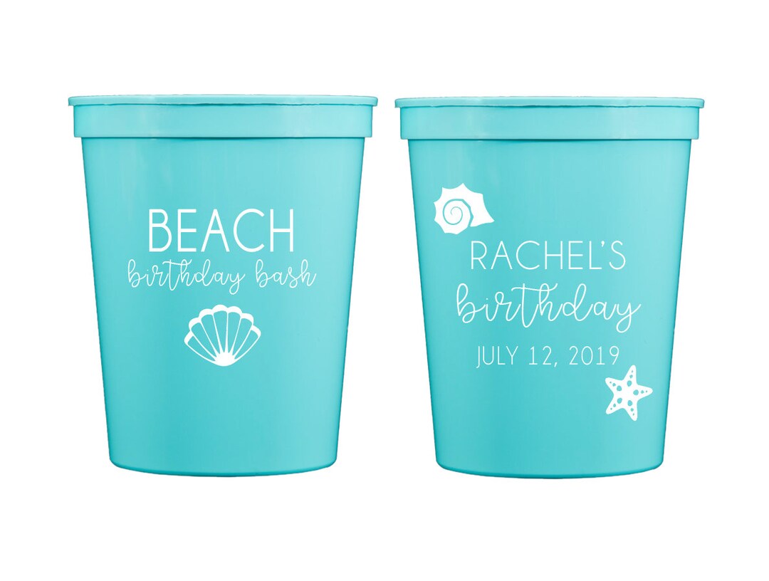 Beach Birthday Cups, Beach Birthday Bash, Beach Bachelorette, Beach ...