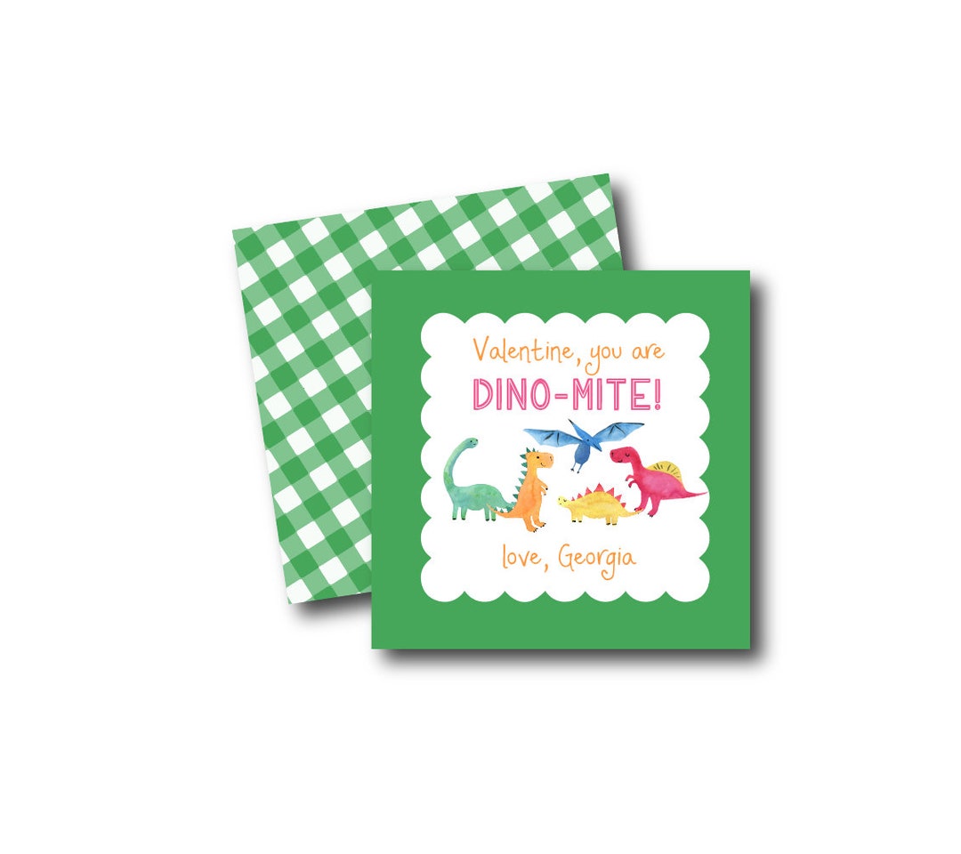 Dinosaur Valentine, Valentine Gift Tag, Kids Valentine Class Party ...