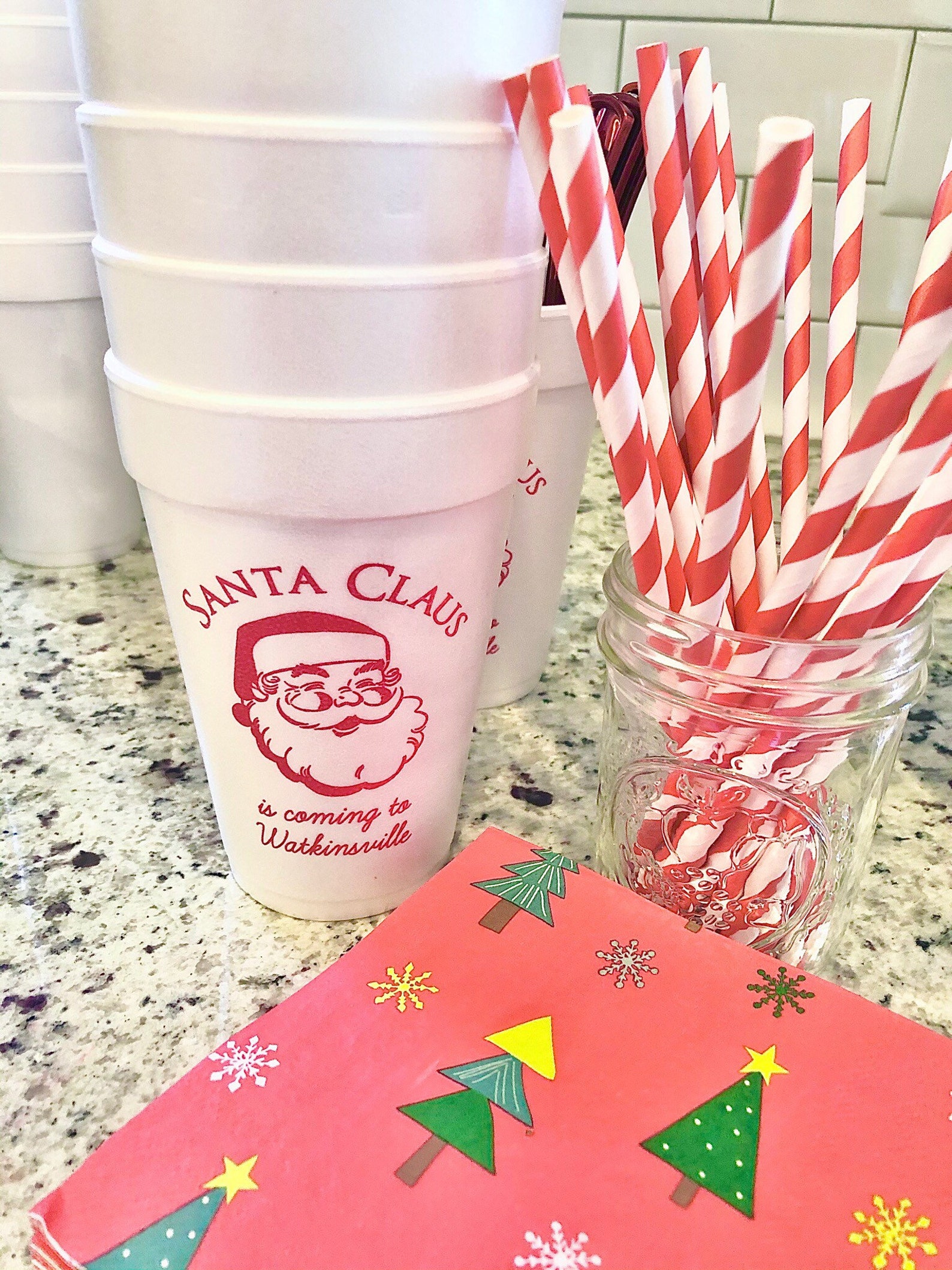 Santa Claus Cups Santa Party Cups Personalized Foam Cups - Etsy