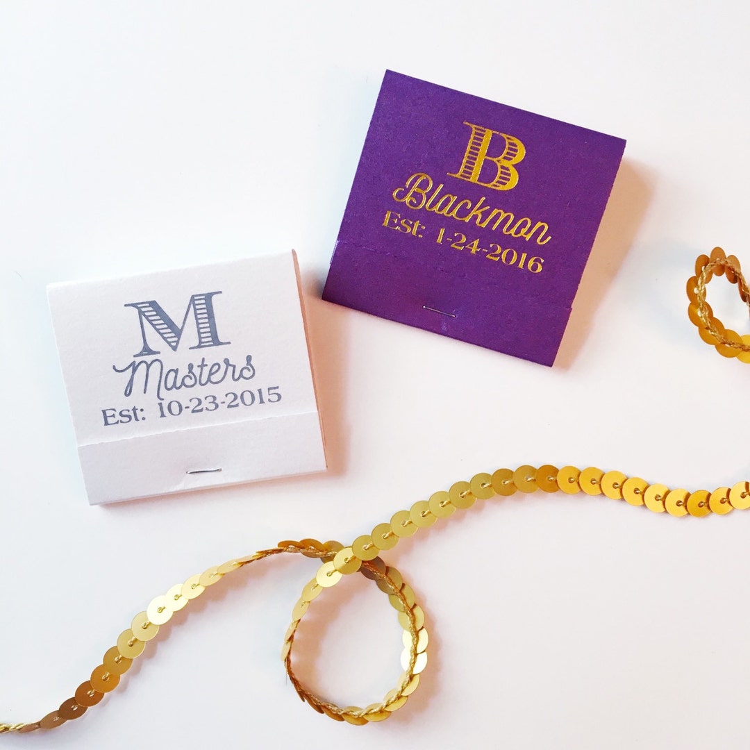 Monogrammed Matches, Wedding Matches, Reception Match Book, Monogram ...