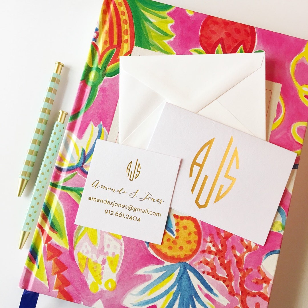 Monogrammed Stationery Set, Foil Stamped Monogrammed Notecards, Calling ...