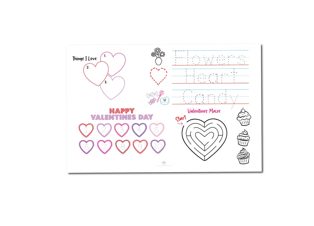 Valentines Activity, Valentines Coloring Sheet, Valentines Placemats ...