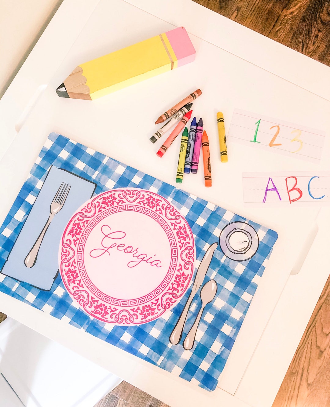 Personalized Placemat, Kids Personalized Placemat, Gingham Placemat ...