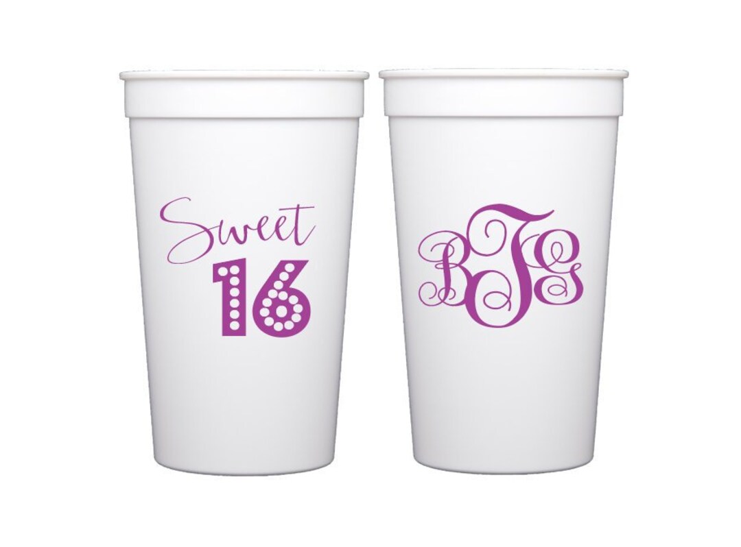 Sweet 16 Cups, Sweet Sixteen Birthday, 16th Birthday Party Cups ...