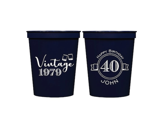 40th Birthday Cups Guys Birthday Party Cups Male Birthday - Etsy