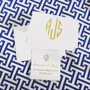 Monogrammed Stationery Set, Foil Stamped Monogrammed Notecards, Calling ...