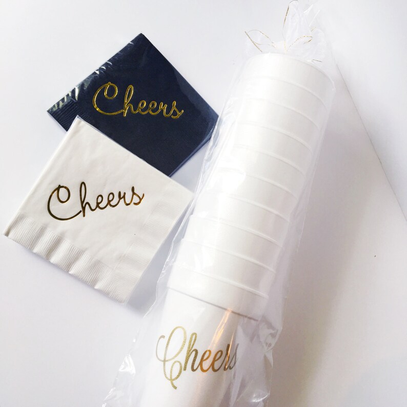 Cheers Napkins Foil Stamped Napkins Gold Napkins Colorful - Etsy