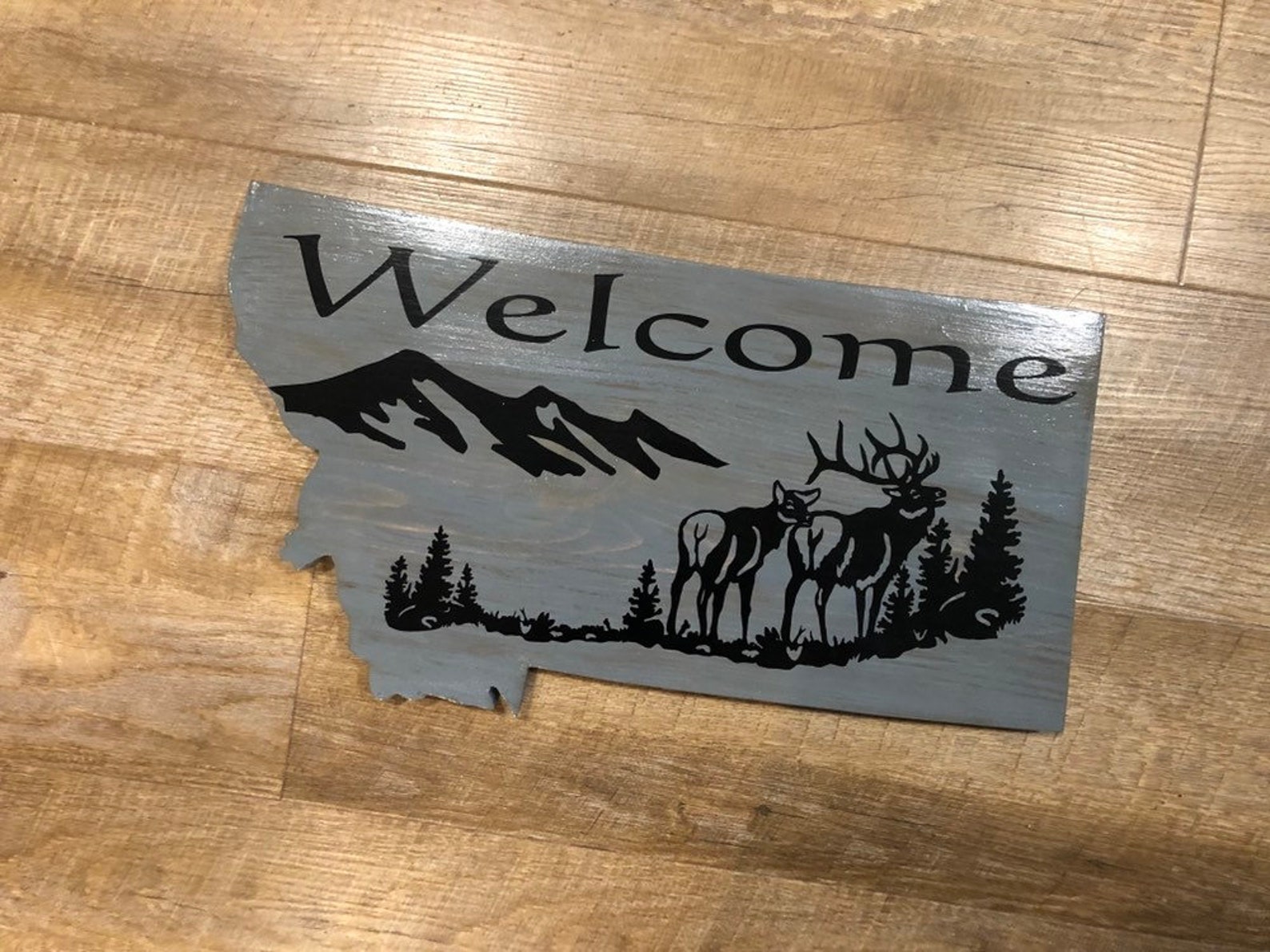 Montana Cutout Elk Welcome Sign - Etsy