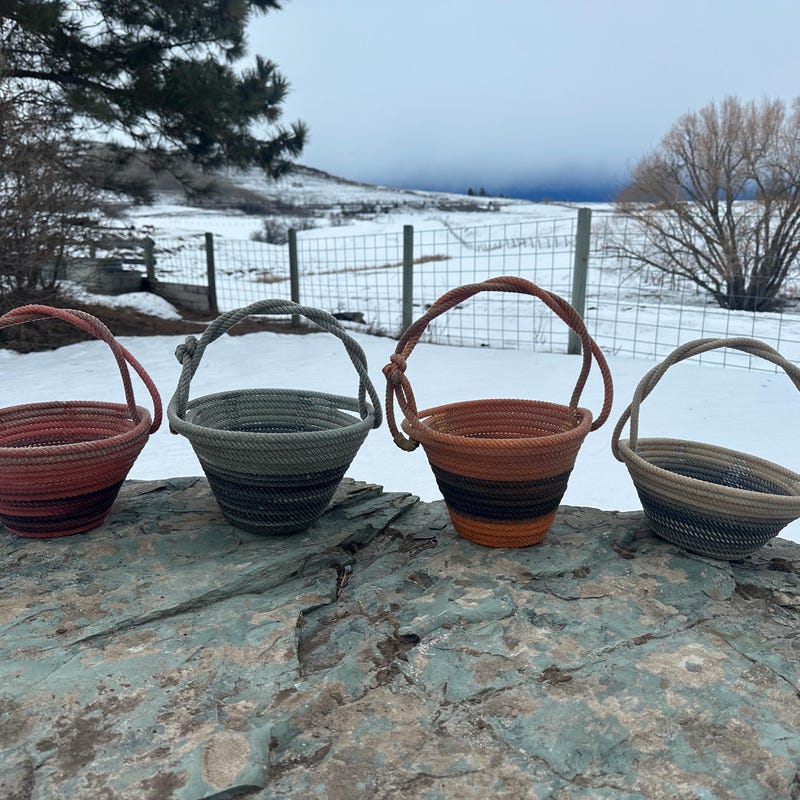 Embroidered Rope Baskets - Etsy